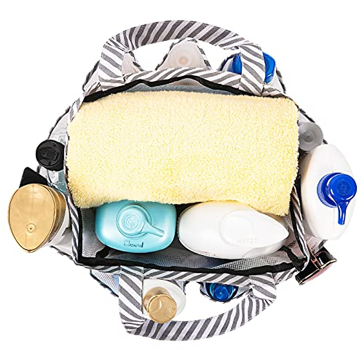 iHomeYC Portable Mesh Shower Caddy, Camping Bathroom shower caddy tote, College Dorm Room Essentials Organizer With Key Hook And 8 Basket Pockets