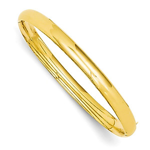IceCarats 14K Yellow Gold 6.35mm Hinged Bangle Bracelet