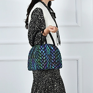 ZzWwR 3d Magic Dragon Scales Reusable Lunch Tote Bag with Front Pocket Zipper Closure Insulated Thermal Cooler Container Bag Work Picnic Travel Beach Fishing