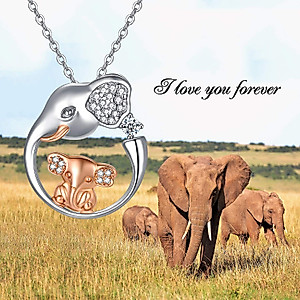 AOBOCO Elephant Jewelry Gifts for Women Sterling Silver Elephant Family Necklace for Mom Daughter Wife Grandma