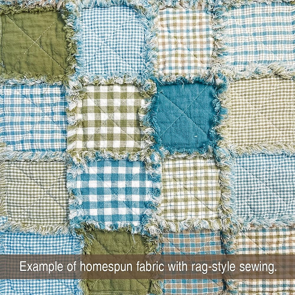 Sage Green 5 Mini Buffalo Plaid Homespun Cotton Fabric by JCS - Sold by The Yard