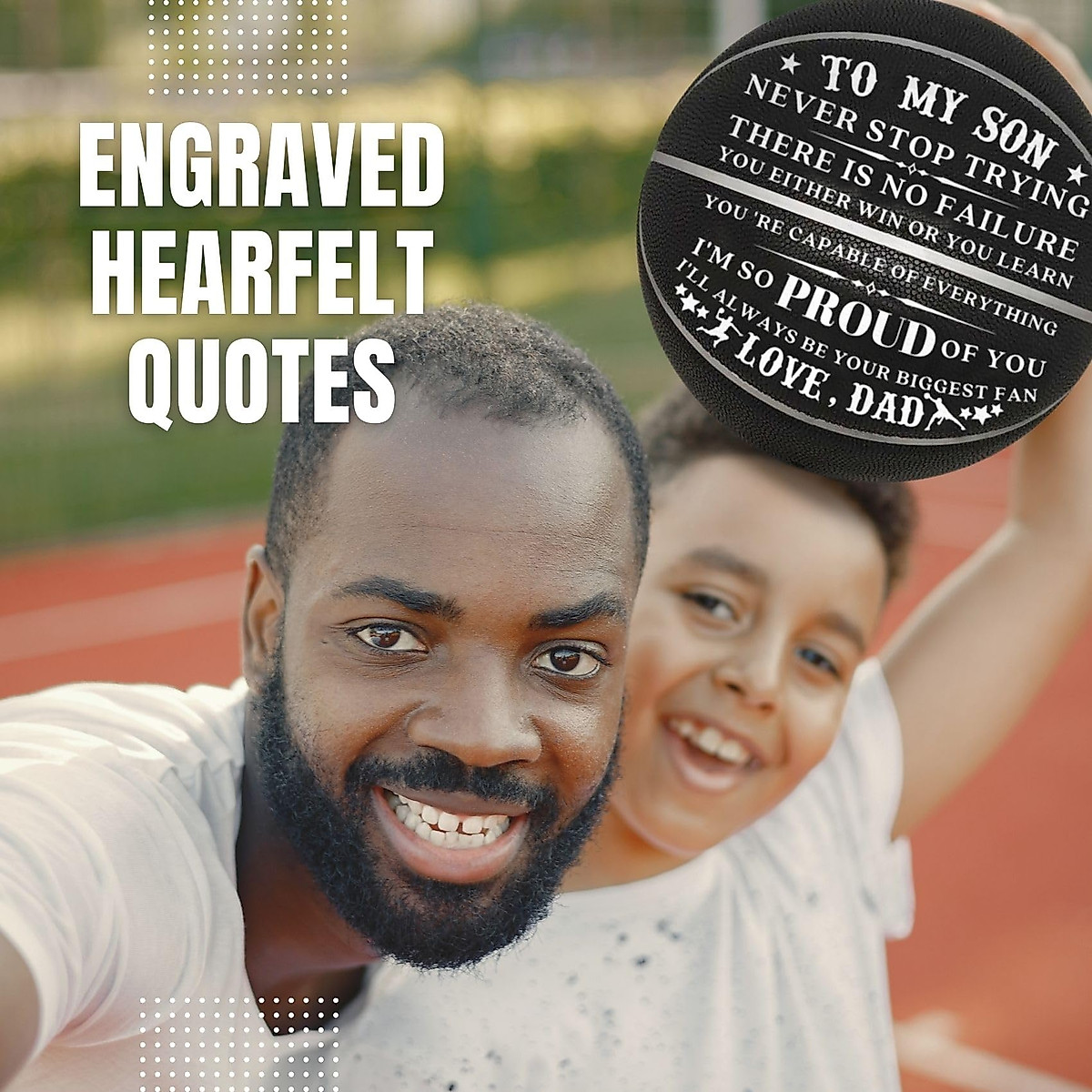 CybGene Engraved Basketball for Son, to My Son Basketball from Dad, Personalized Engraved Basketball with Warm Message to Son from Dad - I'll Always be Your Biggest Fan