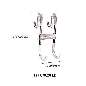 MaxSparkling life 2 Pack Shower Glass Door Hooks, Stainless Steel Double Hook Design, with Silicone Cover to Prevent Scratch, Black Hooks for Bathroom Glass Door Shower Door Hanging Towels, Bathrobes