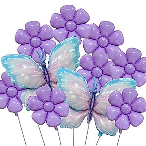 BIEUFBJI Butterfly Balloons Gradient Pink Colorful Butterfly Foil Balloons Birthday Party Flower Decoration Flower Theme Party Balloon Decoration Birthday Wedding Balloon