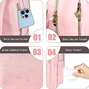 Scothen Laptop Backpack for Women 15.6 Inch Computer Backpack with USB Port & RFID Pocket,Water Resistant School College Bookbag,Fashion Student Teacher Nurse Backpack for Women Work Travel,Pink