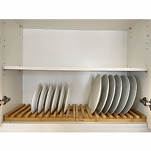Stock N Wares Bamboo Dish Rack, Regular(0.8" Holder Width 10 Slots), Stylish Low Profile Plate Stand, Dish Drying Rack, Cabinet Plate Stand, 15.56" Lx10 Wx1.38 H (39.53cmx25.40cmx3.49cm)