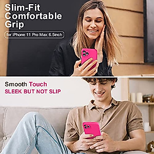 Vooii Compatible with iPhone 11 Pro Max Case, Upgraded Liquid Silicone with [Square Edges] [Camera Protection] [Soft Anti-Scratch Microfiber Lining] Phone Case for iPhone 11 Pro Max - Hot Pink