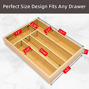 Conflech Silverware Organizer Bamboo Kitchen Drawer Organizer Utensil Organizer Silverware Holder Cutlery Organizer in Drawer Flatware Organizer Tray