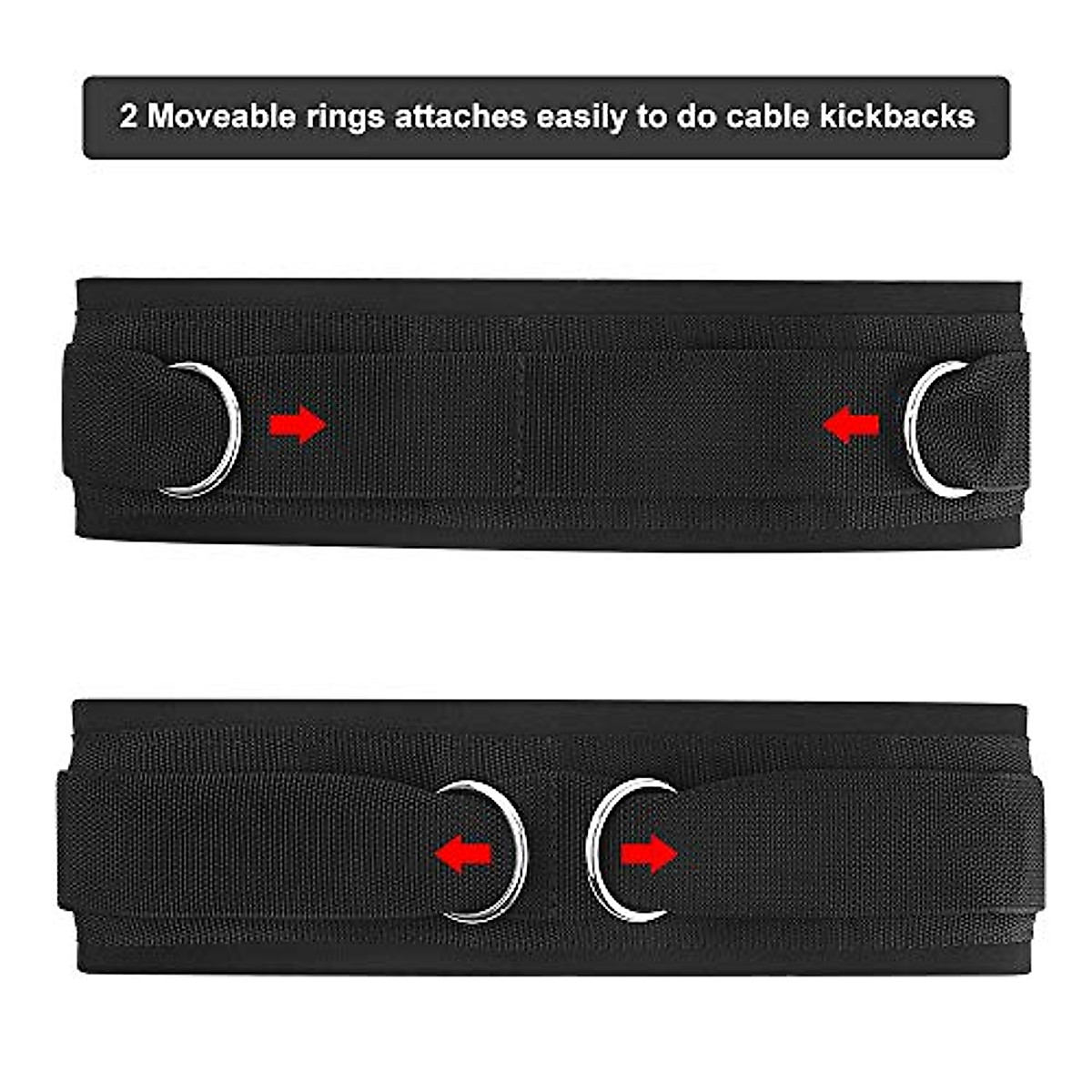 HYVAWO Waist Belt Neoprene Padded Gym Pulley Strap with Rings for Cable Machines Fitness Exercise Speed Agility Resistance Training