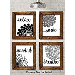 Black and White Bathroom Wall Art (8x10) - Black and White Bathroom Wall Decor Unframed Prints - Great Restroom Gray and White Bathroom Decor Black and White Bathroom Accessory