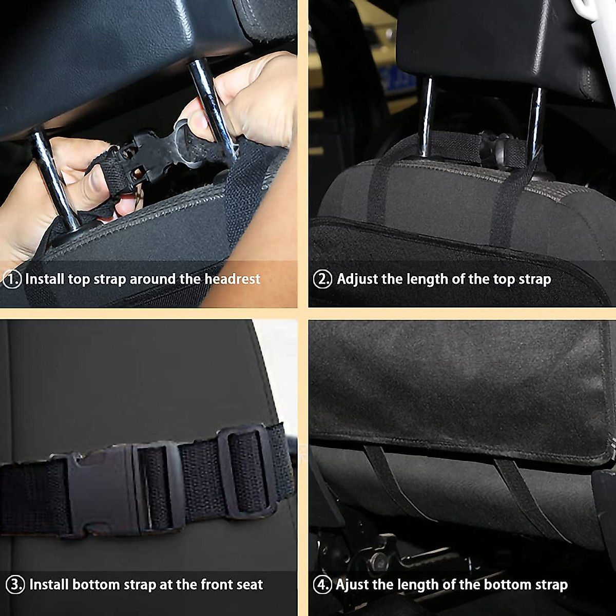 sunyou Car Backseat Organizer Car Organizer Kick Mats with 10inch Tablet Holder,10 Pockets, Car Organizer for Road Trip, Kid Snacks, Toys for Kids and Toddlers(2 PACK)