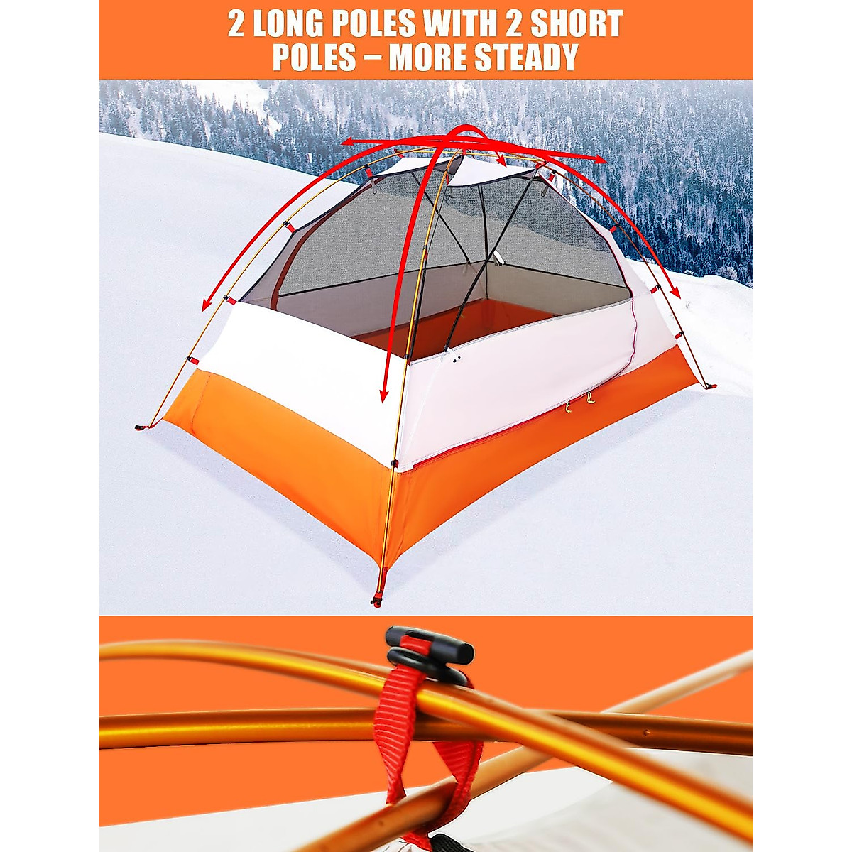 AYAMAYA 4 Season Backpacking Tent 2 Person Camping Tent Ultralight Waterproof All Weather Double Layer Two Doors Easy Setup 1 2 People Man Tents for Backpacker Outdoor Hiking