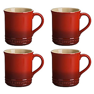 Le Creuset Stoneware Set of 4 Mugs, 14 oz. each, Cerise