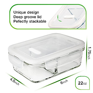 DAS TRUST 10 Pack Glass Meal Prep Containers Microwave Safe Meal Prep Bowls Food Storage Container Glass Food Prep Containers with Lids Lunch Bento Box Reusable