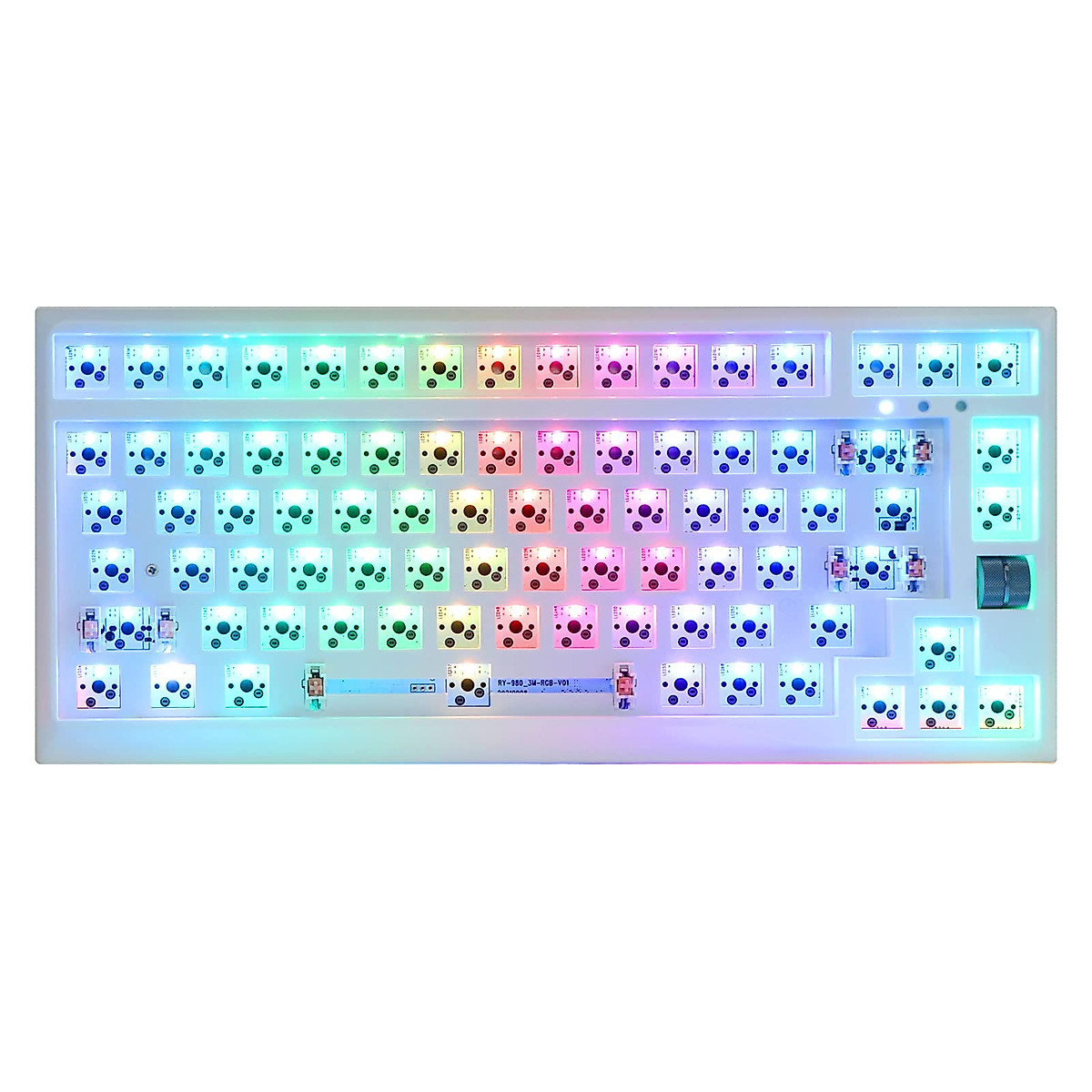 EPOMAKER Eclair 75% Hot Swappable Programmable RGB Bluetooth 5.0/2.4GHz/Wired Gaming Keyboard Kit NKRO with Sound Absorption Foam, Multimedia Wheel Control, 3000mAh Battery for Mac/Win (Eclair White)