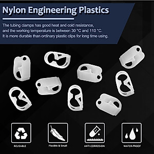 Rierdge 6 Pcs Plastic Tubing Clamps Adjustable Tube Clamp 0.236-0.472 Inch, 6-12 mm Flow Control Hose Clamp Tube Laboratory Pinch Valve Syphon Pipe Clamp (White)