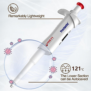 4E's USA Pipette - 100-1000μl Micropipette, Adjustable Volume Pipette with Autoclavable Lower Portion, Universal Tip Cone Single Channel Pipettes, Laboratory ISO 8655 Calibrated Pipettor