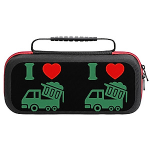 I Heart Love Trash Garbage Trucks Carrying Storage Cases for Nintendo Switch Protective Portable Hard Shell Pouch Carrying Travel Game Bag