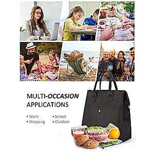 JOYHILL Insulated Lunch Bag for Women, Thermal Lunch Tote Bag, Leakproof Lunch Box Bag Lunch Handbag with Front Pocket, Water Resisted Lunch Bag for Work Picnic