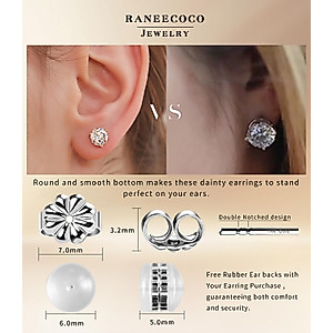 "STUNNING FLAME" 14K Gold Post & Sterling Silver Round Cut Cubic-Zirconia Stud Earrings | Hypoallergenic & Nickle Free Jewelry (white-gold-and-sterling-silver,1.5)