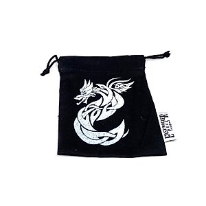 Small Twill Dice Bag - Holds Up To 40 Polyhedral Dice and Closes Tightly with Drawstring (Celtic Knot Dragon)