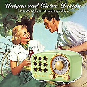 Retro Bluetooth Speaker, Vintage Radio-Greadio FM Radio with Old Fashioned Classic Style, Strong Bass Enhancement, Loud Volume, Bluetooth 5.0 Wireless Connection, TF Card and MP3 Player (Green)