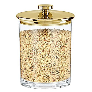 mDesign Wide Airtight Apothecary Storage Organizer Canister Jars - Acrylic Containers for Kitchen, Organization Holder for Pantry, Counter, and Cupboards, Lumiere Collection, 4 Pack, Clear/Soft Brass