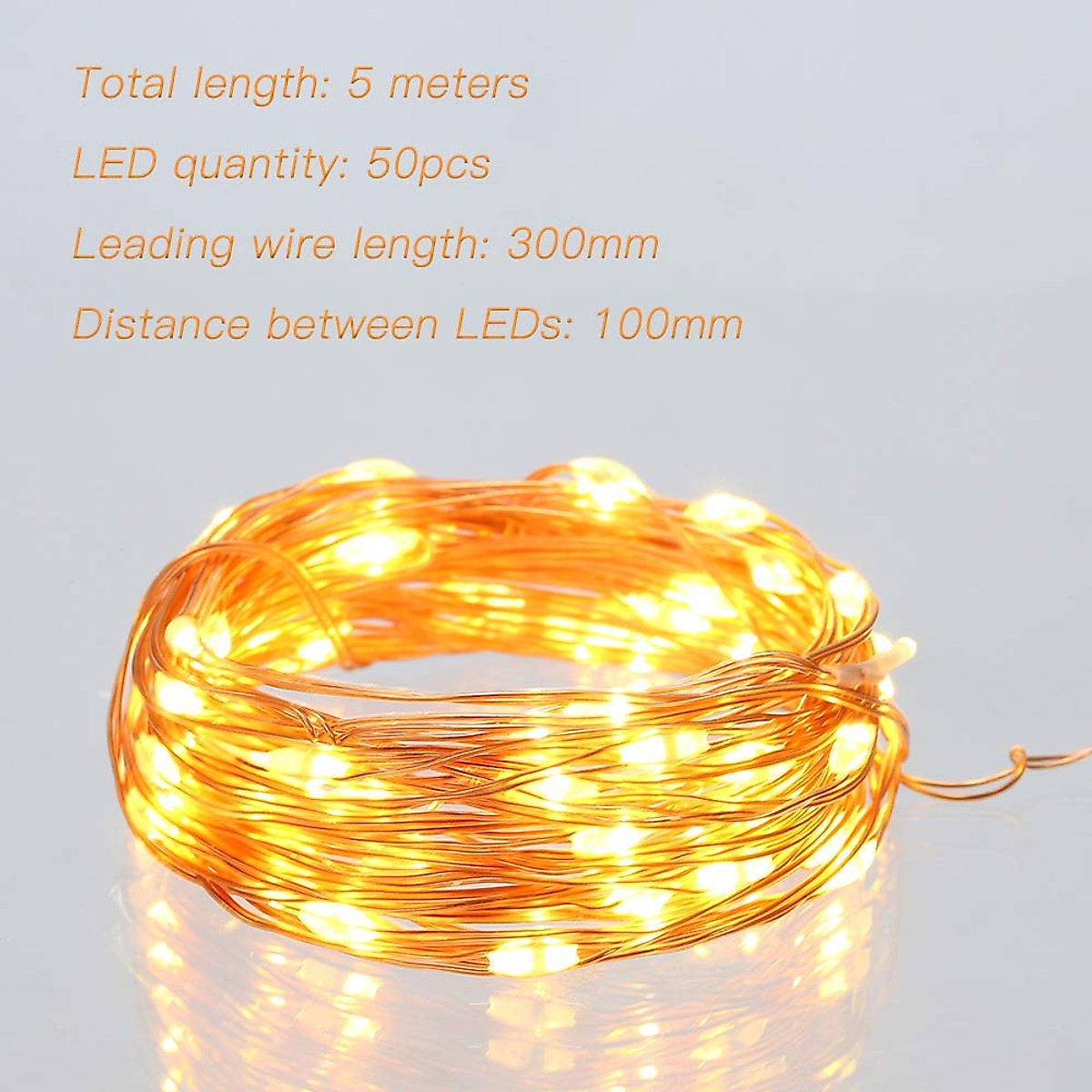 Ariceleo Led Fairy Lights Battery Operated, 1 Pack Mini Battery Powered Copper Wire Starry Fairy Lights for Bedroom, Christmas, Parties, Wedding, Centerpiece, Decoration (5m/16ft Warm White)