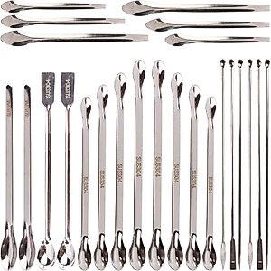24 Pieces Stainless Steel Lab Spatula Micro Lab Scoop Stainless Steel Micro Spatula for Powders Gel Cap Filler