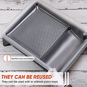 Geelin 40 Pcs Paint Tray Liner Disposable Paint Pans Trays 9 Inch Paint Roller Tray Disposable Paint Tray Heavy Duty Plastic Paint Tray Household Paint Trays Compatible with Most 9 Inch Paint Rollers