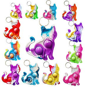 24 Packs Cats Funny Summer Present Unique Mini Item Assorted fidgets Toys for Kids Children Classroom Students Gifts from Teacher,Birthday Party Bubble Favor