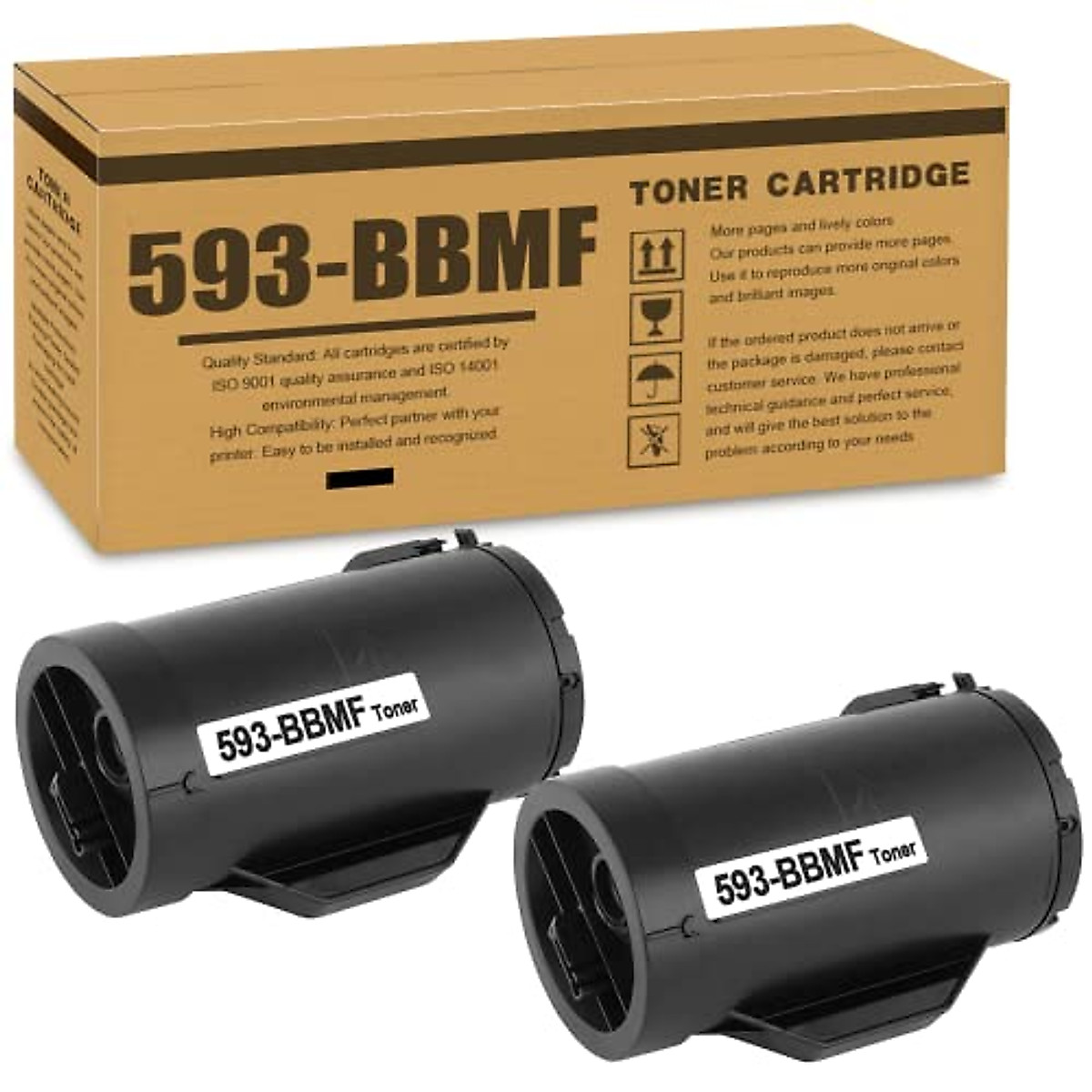 2-Pack S2810DN 593-BBMF Black High Yield Toner Cartridge Replacement for Dell 593-BBMF S2810dn S2815dn H815dw Printer.