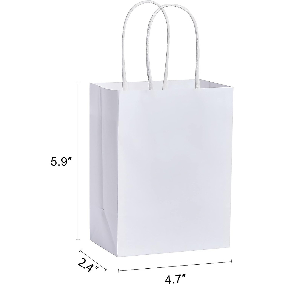 SUNCOLOR 25 Pieces 6" Mini Goodie Bags Small White Gift Bags with Handle for Party Favor Bags (White)