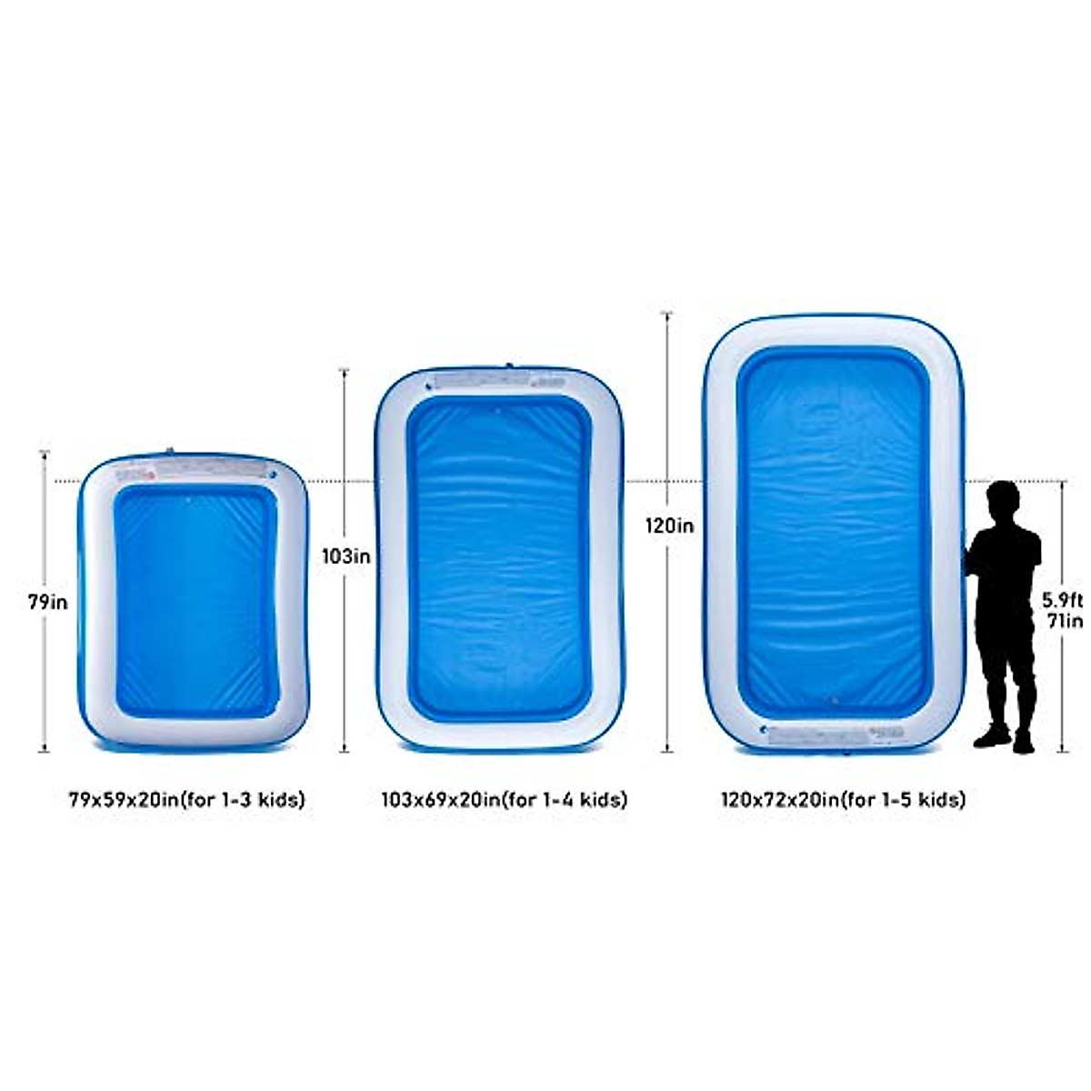 CHICLIST Inflatable Swimming Pool 120" X72" X20" Family Swim Center for Kids Full-Sized Lounge Pool for Kids Adults Easy Set for Backyard Summer Water Party Outdoor Kiddie Pools