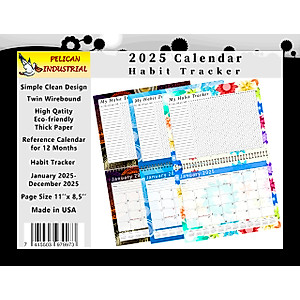 2025 Monthly Desktop/Wall Calendar/Planner - Habit Tracker - Daily, Weekly & Monthly Goal Motivational Habit Tracking Journal Inspirational - (Edition #015)