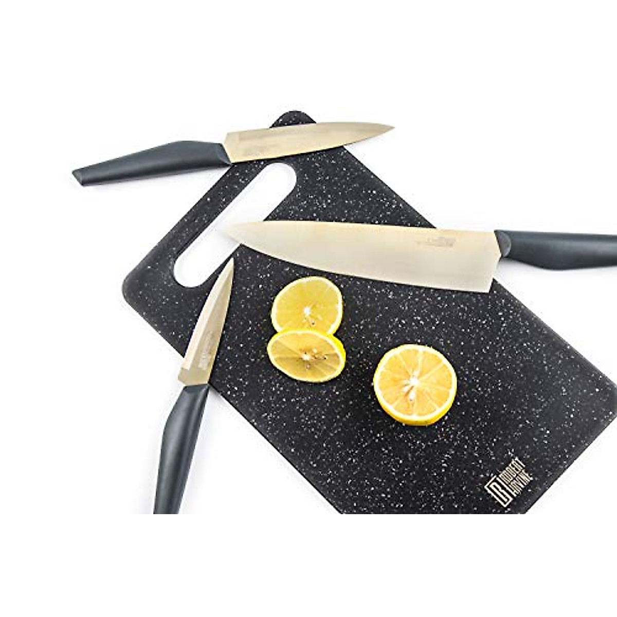 CAMBRIDGE Robert Irvine 6 Piece Cutlery Set with Grey Soft Touch Handle and Gold Blades, 0, GREY & GOLD