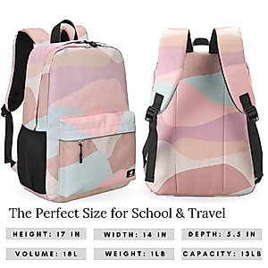Aesthetic Kids' Backpack for Teen Girls, Bookbags for School or Travel with Padded Laptop Compartment, Pink Cloud…