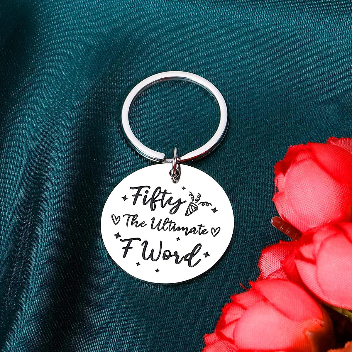 Birthday Gifts for 50th Birthday Women Men Fifty Bday Keychains for Husband Wife Dad Mom Ultimate Gifts for 50 Years Old Friends Family Happy 50th Anniversary Christmas Inspirational gifts for Her Him