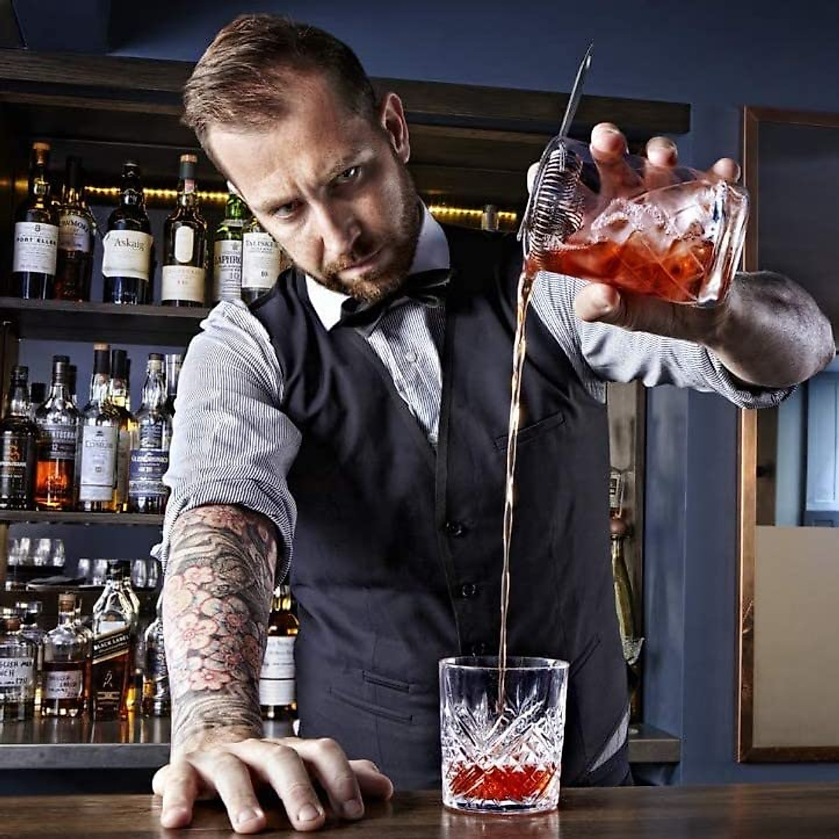 Elegant Crystal Whiskey Glass Set, Double Old Fashioned Scotch Glasses Perfect for Serving Whiskey Bourbon, Mixed Drinks - Set of 6 Cocktail Glasses