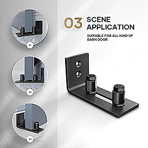 EaseLife Sliding Barn Door Bottom Floor Guide,Adjustable Roller,Wall Mount System,Flush Flat Bottom Design,2 Assemble Setup Options,Fit All Size Door,Black
