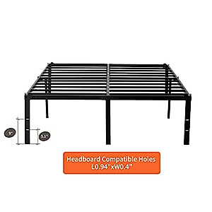 Veezyo Metal Bed Frame Full - 18 Inch Black Metal Platform Bed Frame, Easy Assembly with Large Storage Space, 3,500lbs Heavy Duty, No Box Spring Needed (Full)