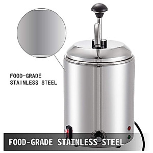 800/1600W Commercial Cheese Warmer, Electric Cheese Dispenser with Pump Temp Adjustable 30-110℃ for Chocolate/Cheese/Butter (Round Single Head)