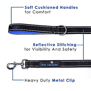 Heavy Duty Dog Leash - 2 Handles - Padded Traffic Handle for Extra Control, 7ft Long - Perfect Leashes for Medium to Large Dogs