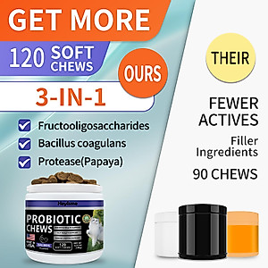HEYISME Cat Probiotic, Chews for Gut and Immune Health, Cats Probiotic Supplement for Cat Digestive Support, Healthy Digestion, Cat Constipation and Diarrhea Relief (Salmon, 120 Chews)