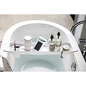 Yamazaki Home Tower Expandable Bathtub Caddy – Bathroom Tray Table Holder., White