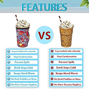 Iced Coffee Sleeve with Handle for Cold Drinks Allay Blossom Beverages Reusable Neoprene Coffee Insulator Sleeves Home Party Suppliess for 30-32oz Coffee Cups