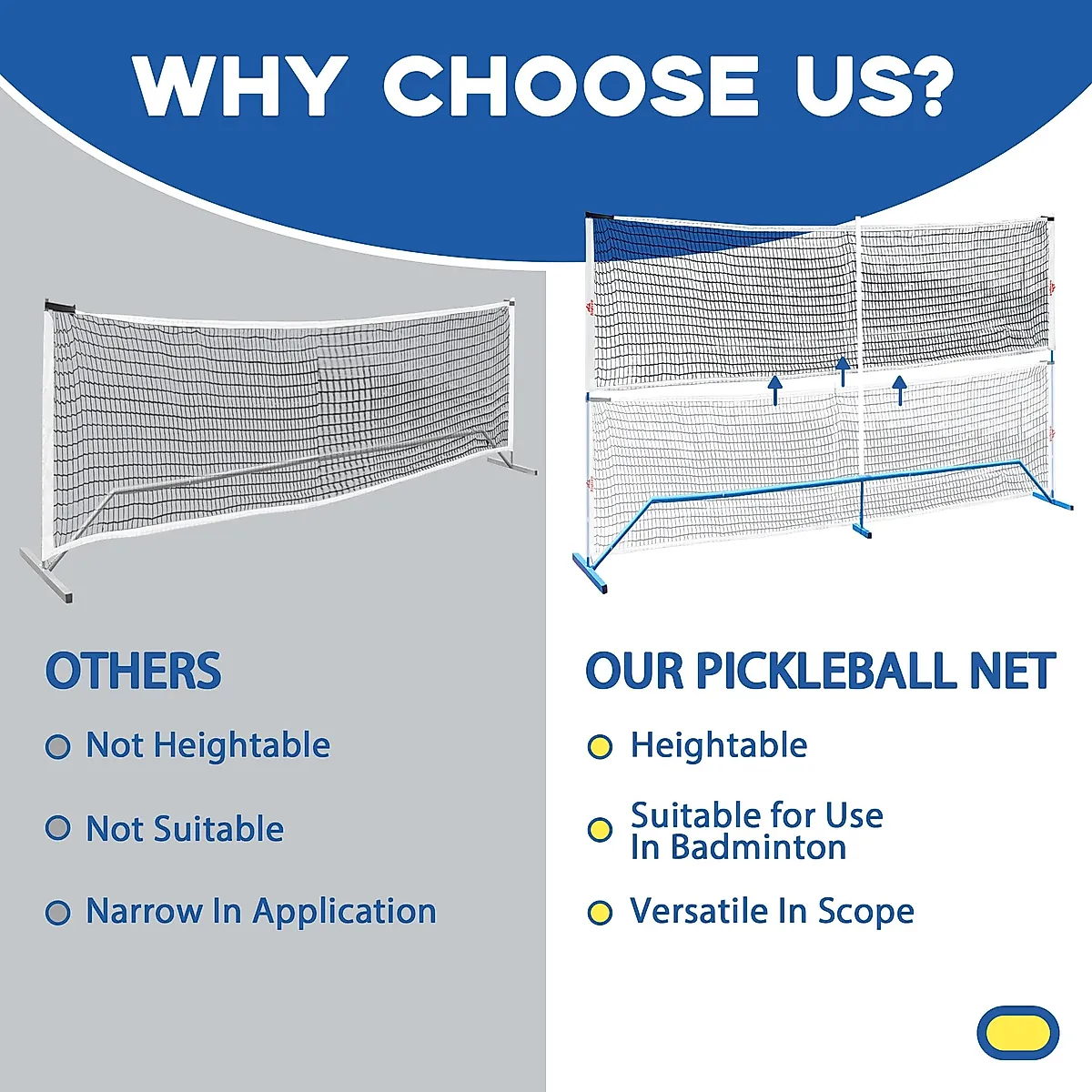 22 FT Pickleball Net Portable Outdoor Regulation Size and Adjustable Height, Pickleball Net System with Carrying Bag and Metal Frame for Driveway Backyard