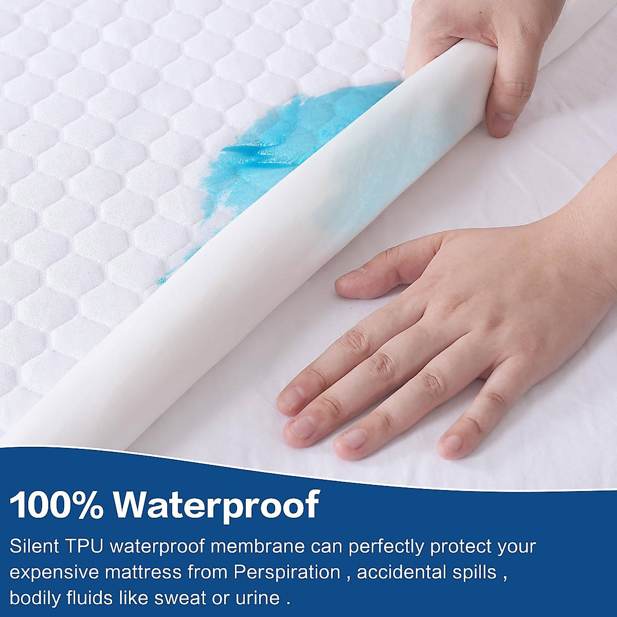 Premium Waterproof Bamboo Mattress Protector Queen Size for Cooling & Breathable,Ultra Soft Mattress Pad Cover,18 Inch Deep Pocket Fitted 8"-21"