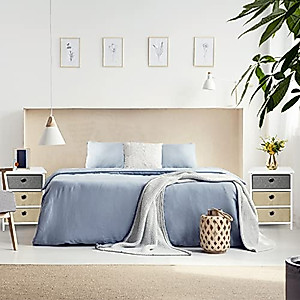 ECOMEX Nightstand Set of 2, Nightstand with 3 Drawers, Small Nightstand with Storage Drawers, Bedside Table with Fabric Bins, Wood Frame, Easy Assembly, White