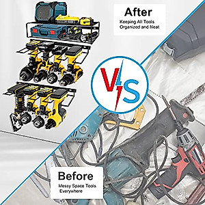 YALINKA Power Tool Storage Rack Holds 8 Drills, Separate Heavy Duty Electric Drill Holder Wall Mount, Utility Organizer Tool Shelf for Garage Home Workshop Shed, Set of 3